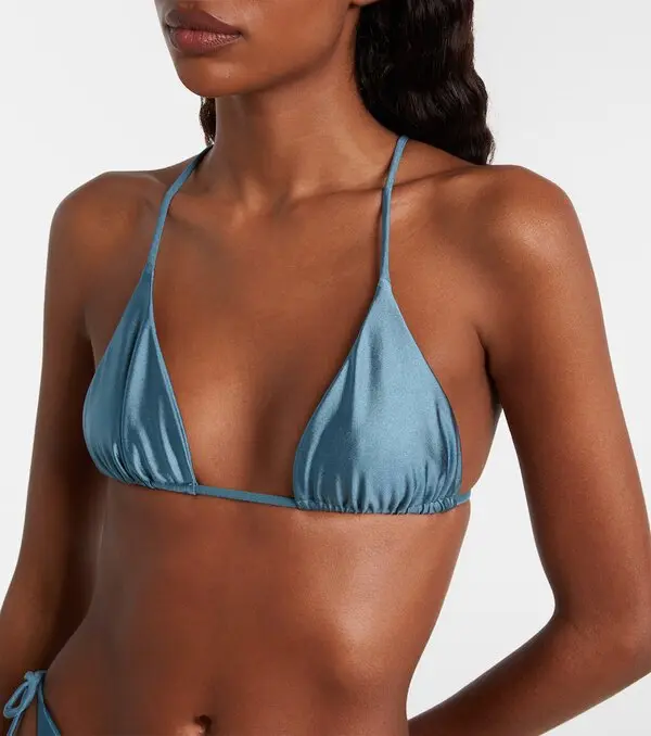 Jade Swim Via Metallic-effect Bikini Top - Blue