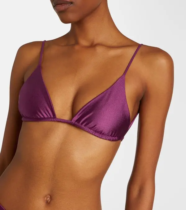Jade Swim Via Metallic-effect Bikini Top - Purple