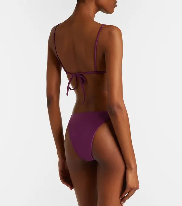 Jade Swim Via Metallic-effect Bikini Top - Purple