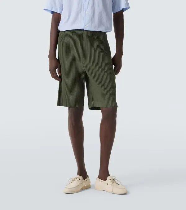 Issey Miyake Homme Plissé Pleated Bermuda Shorts - Green