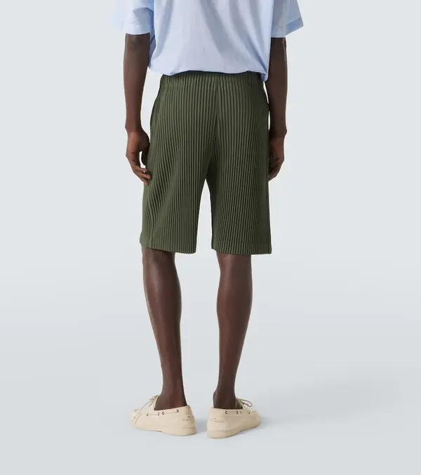 Issey Miyake Homme Plissé Pleated Bermuda Shorts - Green