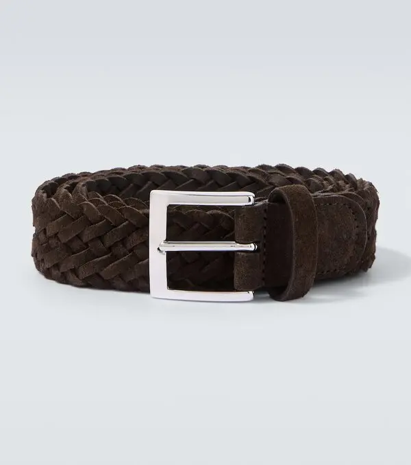 Kiton Woven Suede Belt - Brown