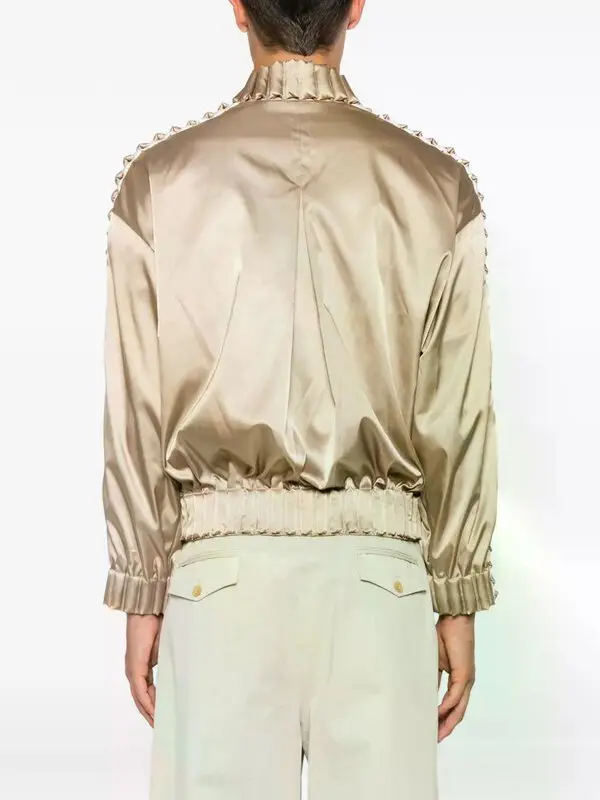 RAXXY Pleated Trim Satin-finish Jacket