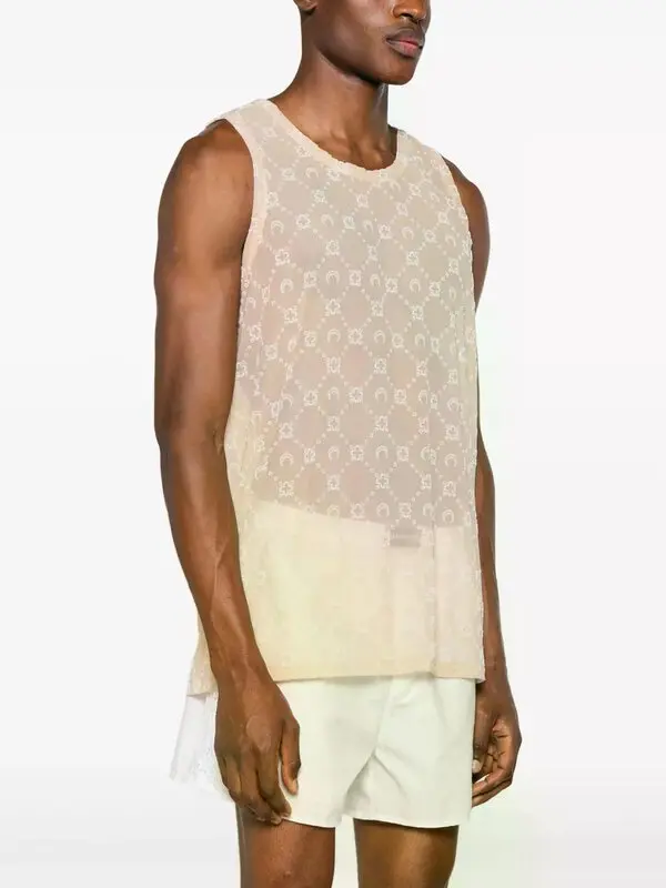 MARINE SERRE Moonogram Flocked Mesh Tank Top