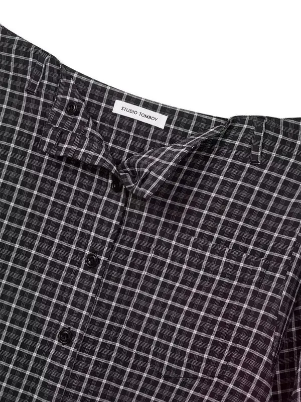 STUDIO TOMBOY Check-print Pleated-back Shirt