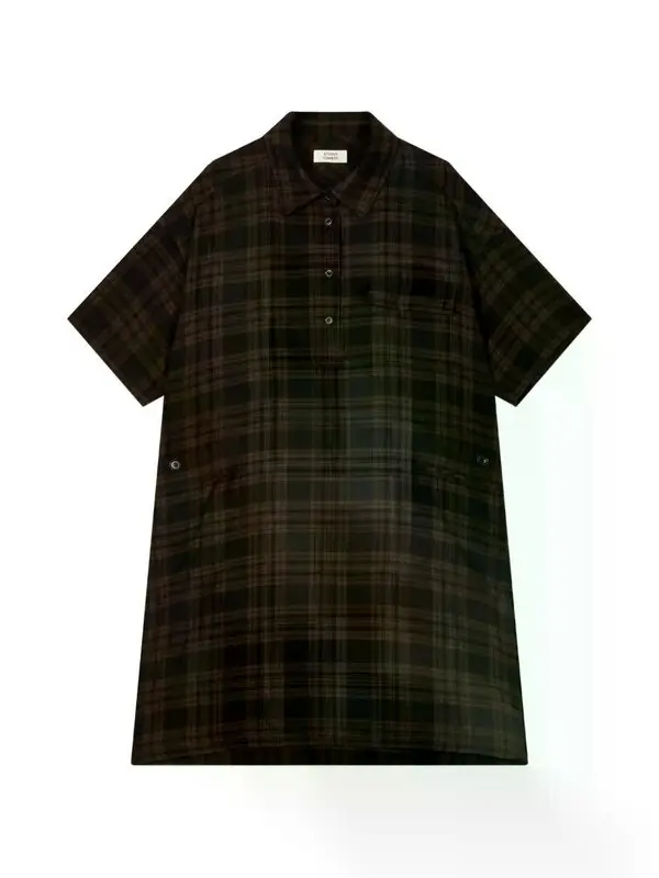 STUDIO TOMBOY Checkered Short-sleeve Midi Dress - Brown