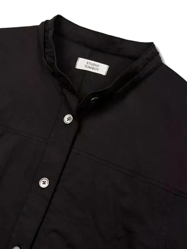 STUDIO TOMBOY Detachable Hood Button-up Shirt - Black