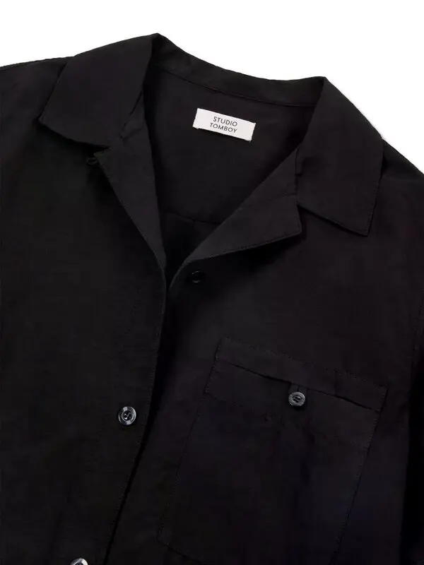STUDIO TOMBOY Open-collar Short-sleeved Shirt - Black