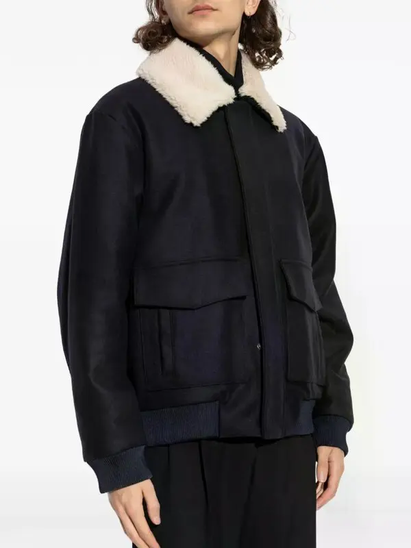 Balmain Shearling Collar Bomber Jacket