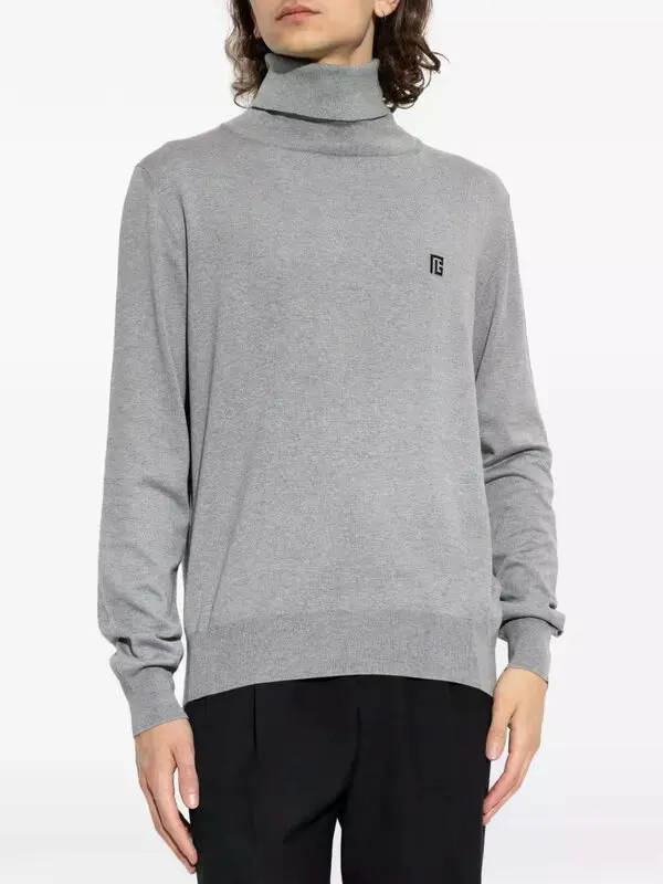 Balmain Logo-embroidered Roll-neck Sweater