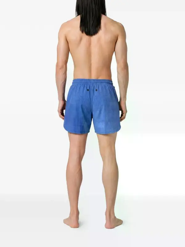TRIBE AND TRUE Grid-pattern Drawstring Swim Shorts