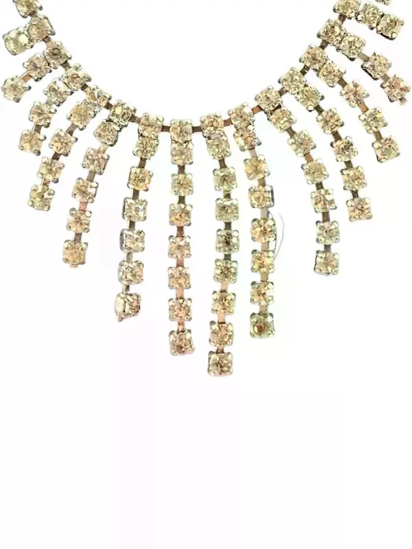 MADISON Rhinestone Embellished Fringe Necklace - Silver