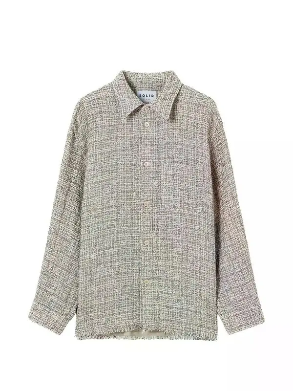 SOLID HOMME Frayed-edge Shirt Jacket