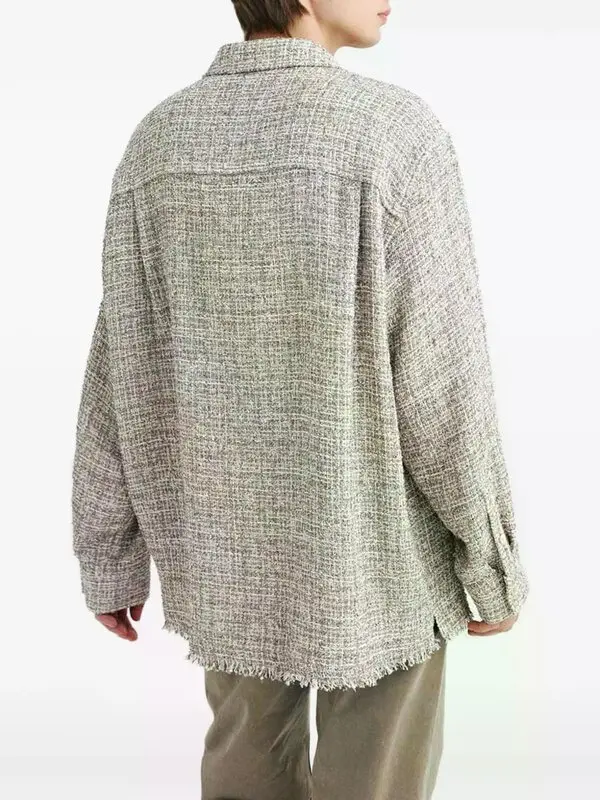 SOLID HOMME Frayed-edge Shirt Jacket