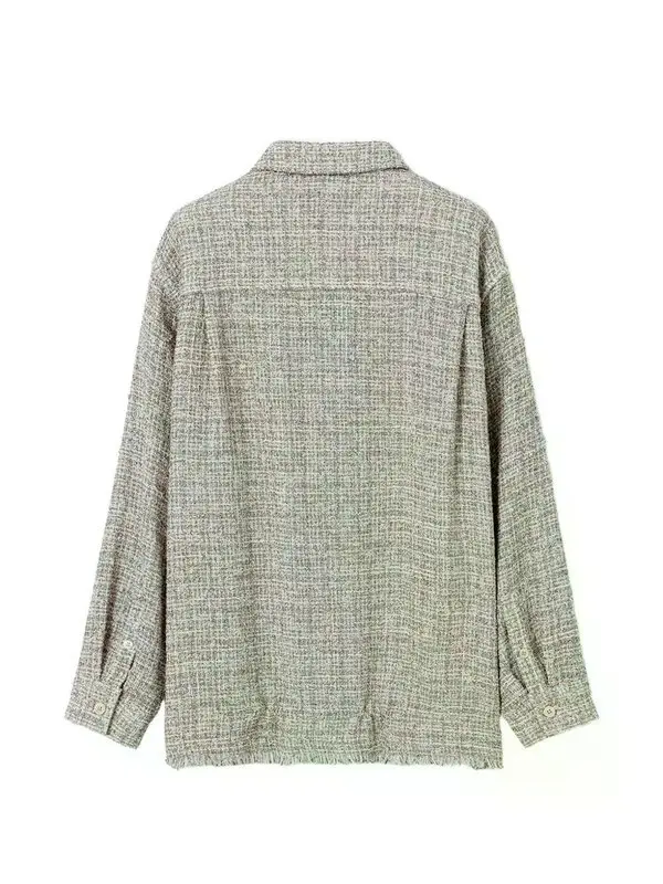 SOLID HOMME Frayed-edge Shirt Jacket