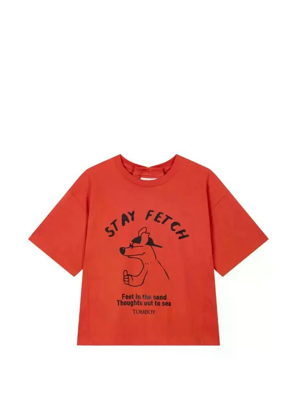 STUDIO TOMBOY Graphic Print Box-pleat T-shirt - Orange