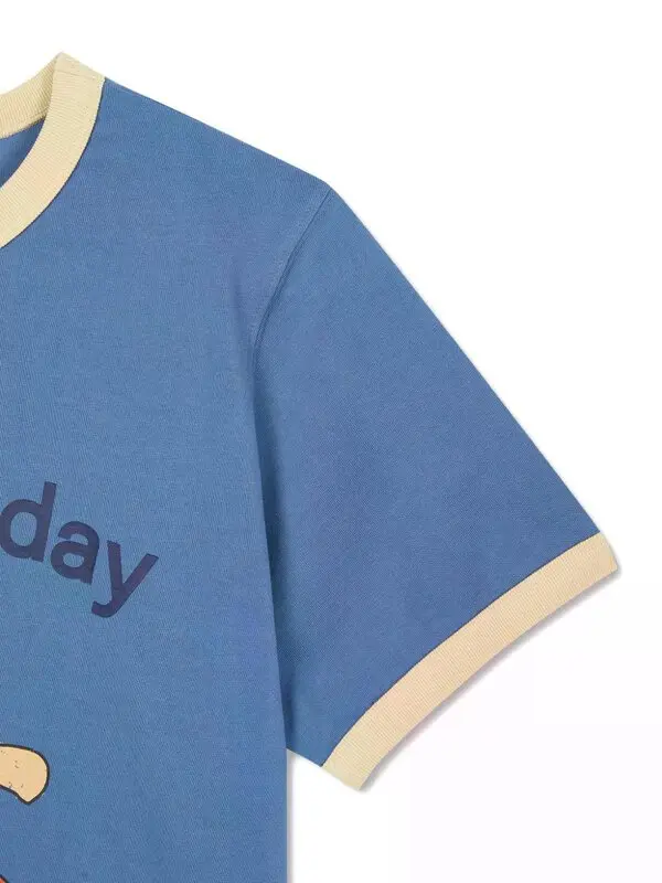 STUDIO TOMBOY Character-print Ringer T-shirt - Blue
