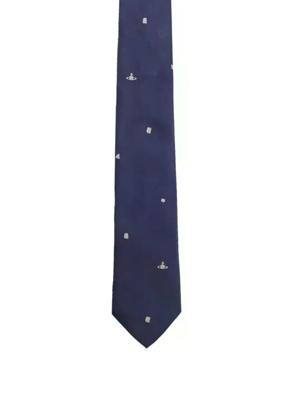 VIVIENNE WESTWOOD Orb Embroidered Silk Tie