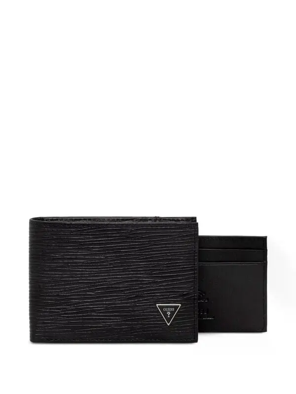 Guess Milano Logo-plaque Textured Wallet - Black
