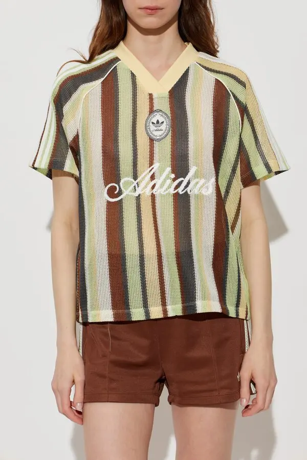 ADIDAS ORIGINALS Striped V-neck T-shirt