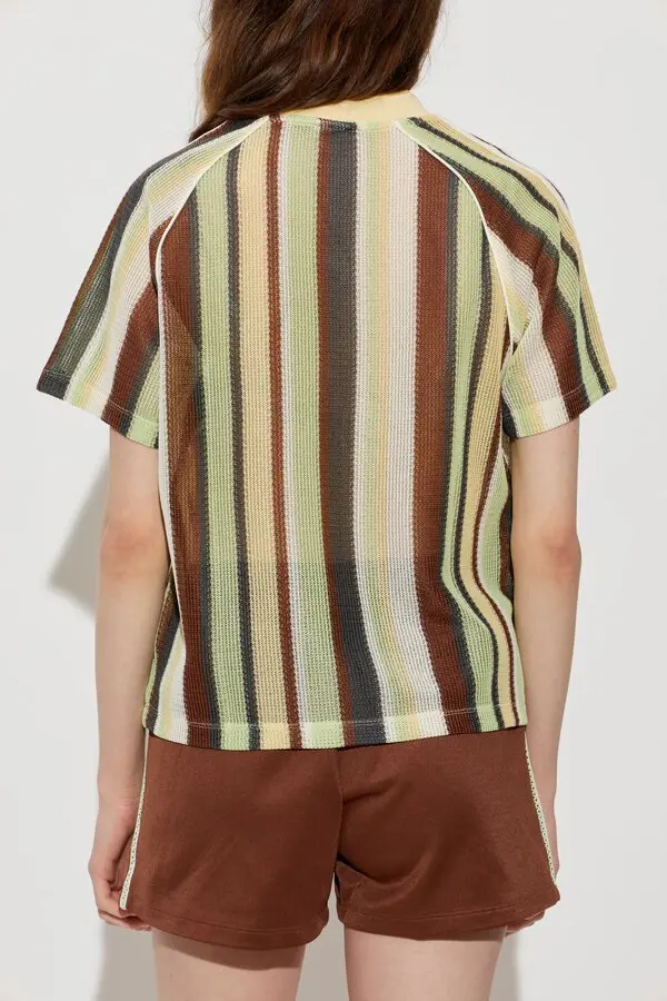 ADIDAS ORIGINALS Striped V-neck T-shirt