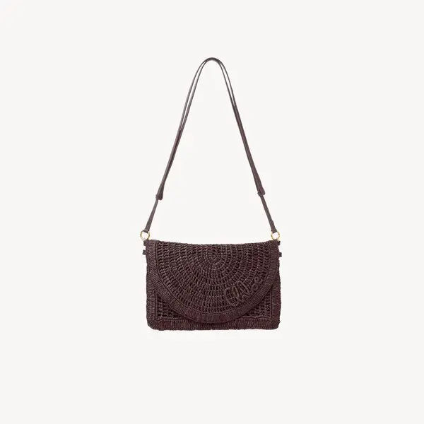 Chloé Raffia Flat Pouch With Adjustable Shoulder Strap - Kohl Brown