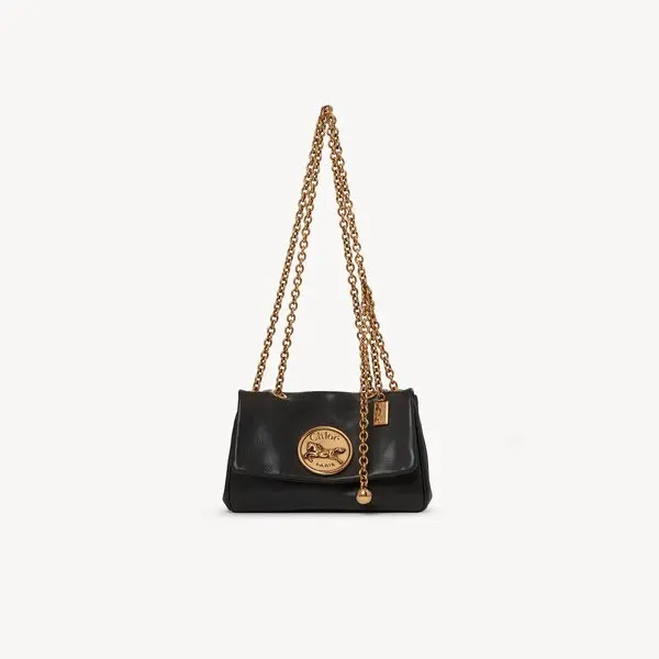Chloé Small Heritage Shoulder Bag In Grained Leather - Black