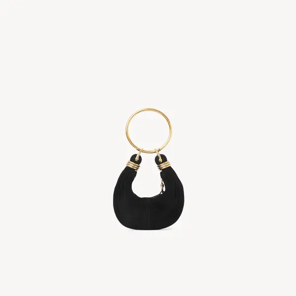 Chloé Mini Bracelet Hobo Bag In Suede - Black