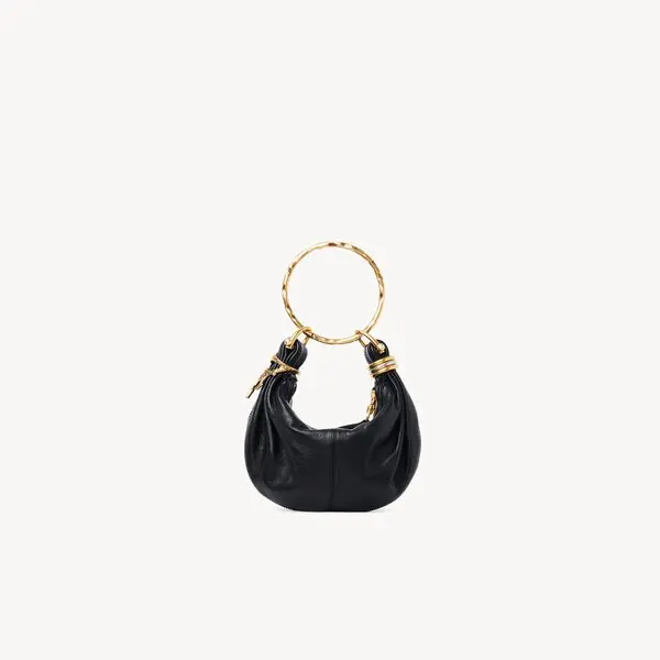 Chloé Grained Leather Mini Bracelet Hobo Bag - Black