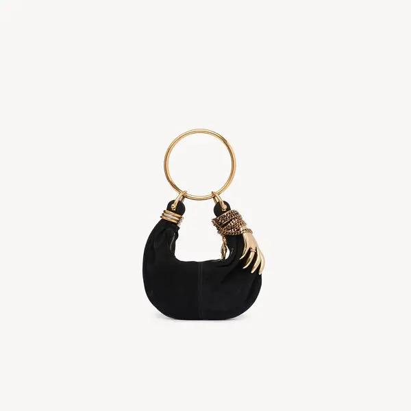 Chloé Mini Bracelet Hobo Bag In Suede - Black