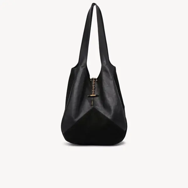 Chloé Balloon Bag In Grained & Suede Leather - Black