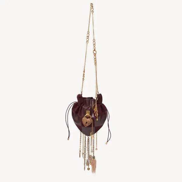 Chloé Grained & Suede Leather Crossbody Bag - Grenat