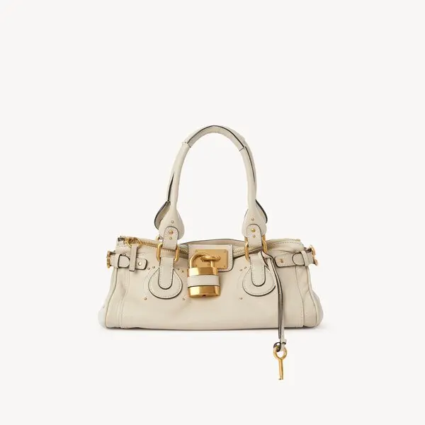 Chloé Paddington Bag In Grained Leather - Cloudy Cream