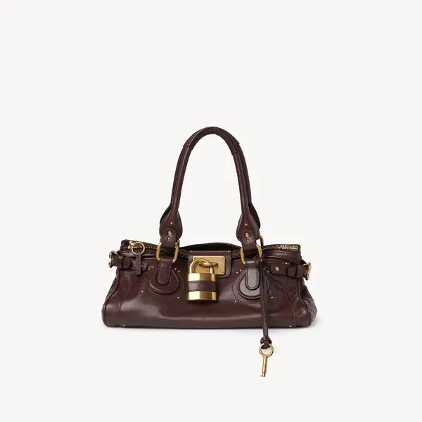 Chloé Paddington Bag In Grained Leather - Grenat