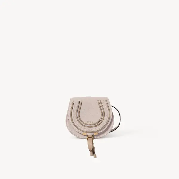 Chloé Small Marcie Saddle Bag In Canvas - Boyish Brown