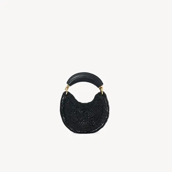 Chloé Mini Summer Banana Hobo Bag In Glitter Crochet - Black