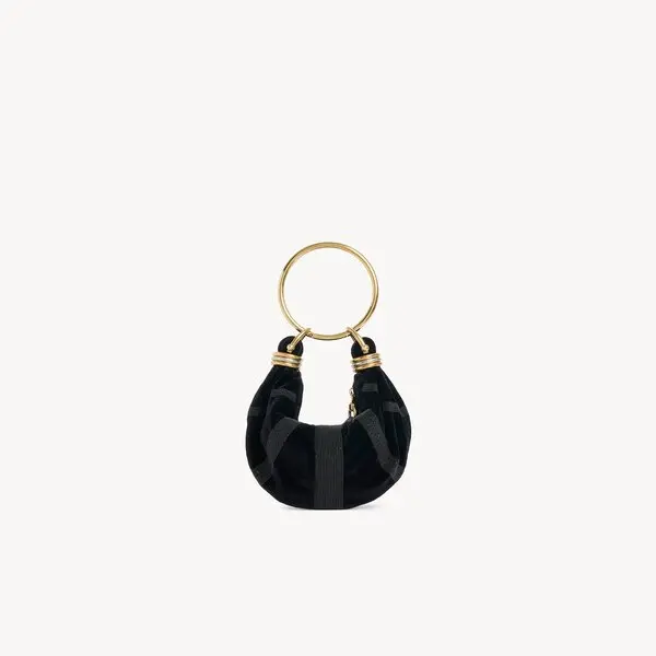 Chloé Mini Bracelet Hobo Bag In Suede Leather - Black