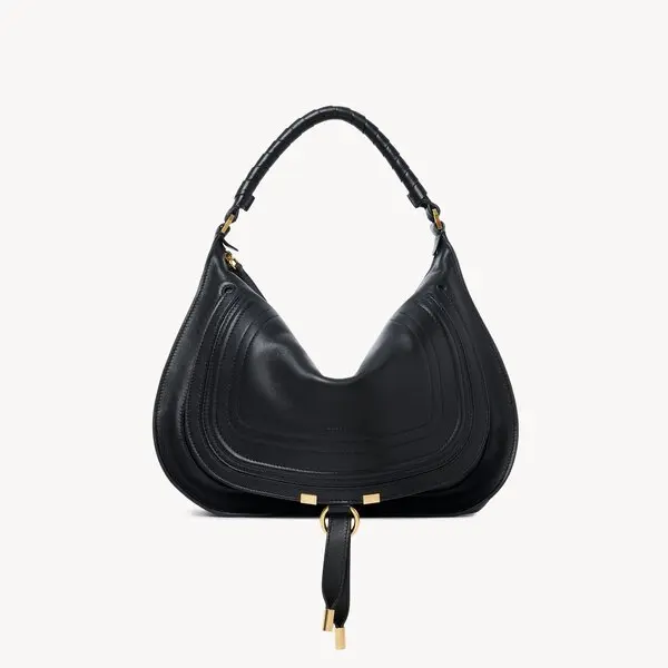 Chloé Marcie Shoulder Bag In Soft Leather - Black