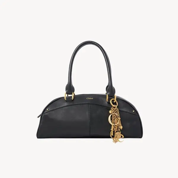 Chloé Soft Leather Bowling Bag With Gold Tone Charms - Black