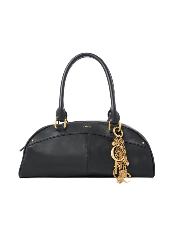 Chloé Soft Leather Bowling Bag With Gold Tone Charms - Black