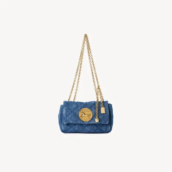 Chloé Small Heritage Shoulder Bag In Quilted Denim - Ashes Blue