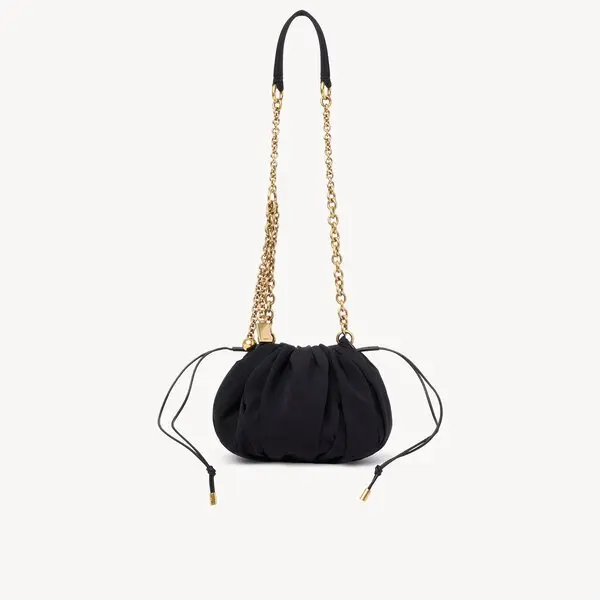 Chloé Plissé Shoulder Bag With Chain - Black