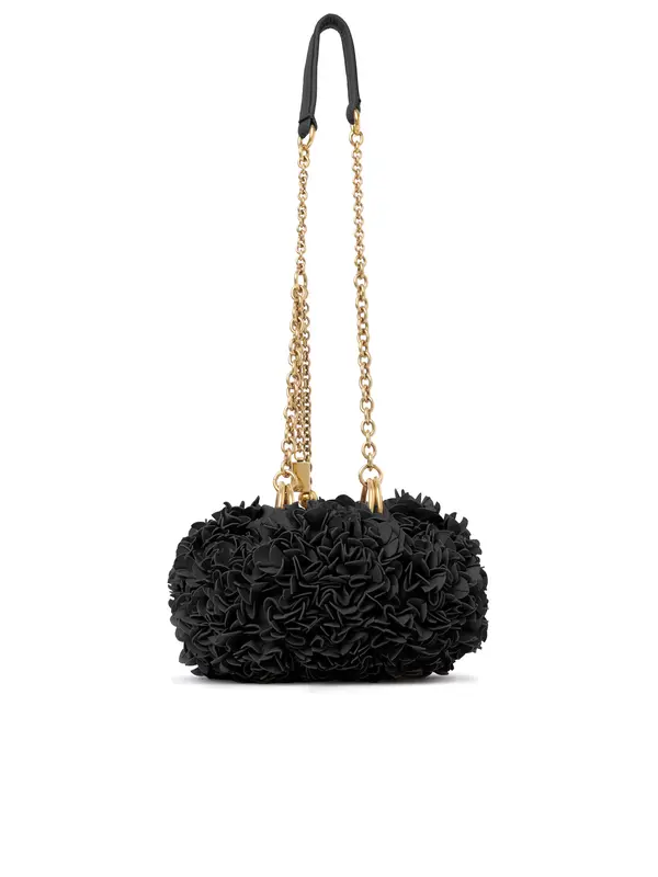 Chloé Plissé Shoulder Bag With Chain - Black