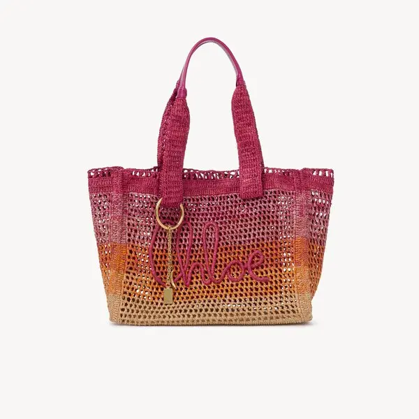 Chloé Raffia East-west Tote Bag - Multicolor Orange