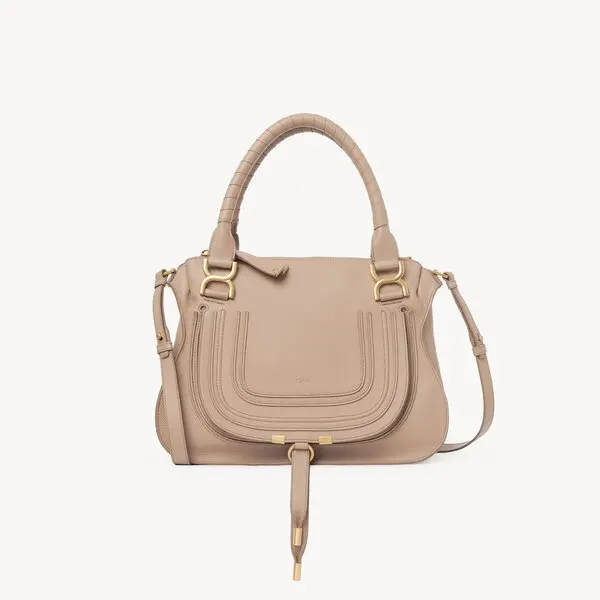 Chloé Small Marcie Grained Leather Bag - Boyish Brown