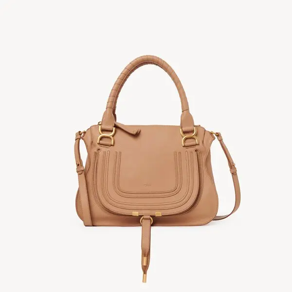 Chloé Small Marcie Grained Leather Double Carry Bag - Light Tan