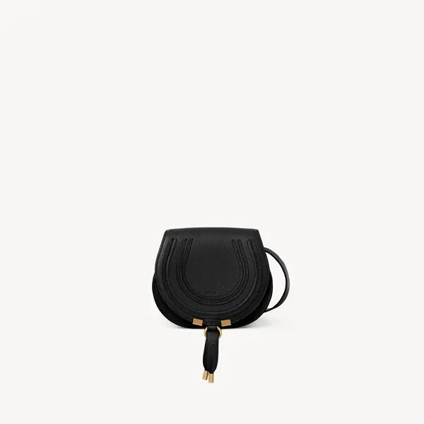 Chloé Small Marcie Saddle Bag In Grained Leather - Black