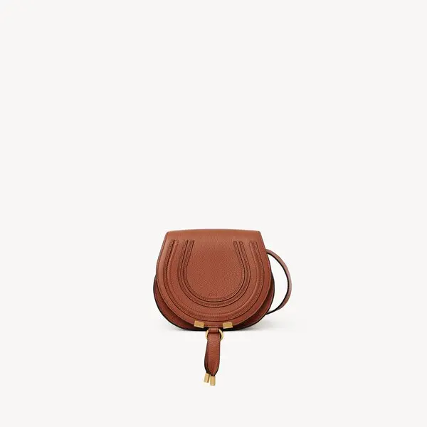 Chloé Small Marcie Saddle Bag In Grained Leather - Tan