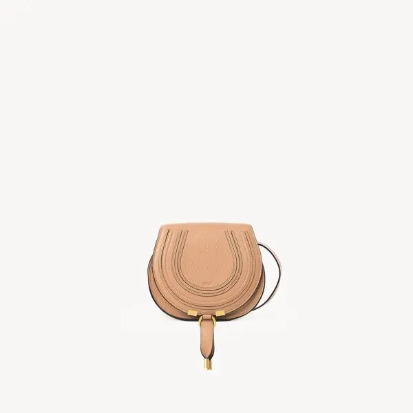 Chloé Small Marcie Saddle Bag In Grained Leather - Light Tan