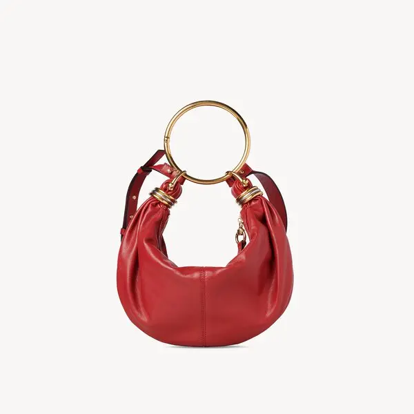 Chloé Small Bracelet Hobo Bag In Grained Leather - Red Flame